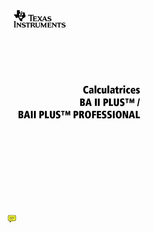 Notice TEXAS INSTRUMENTS BAII PLUS PROFESSIONNAL - calculatrice Trouver une solution à un ...